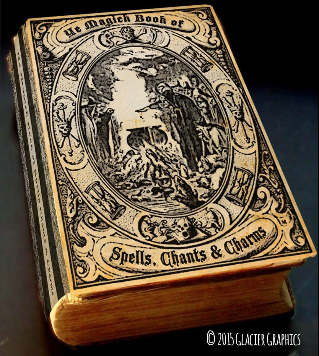 Vintage Witch Spell Book Cover Halloween Witch Digital Download ...
