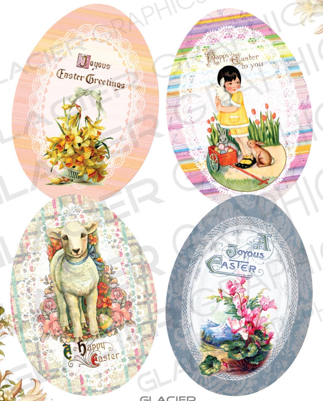 Easter Egg Vintage Label Digital Download Printable Tags Scrapbook ...