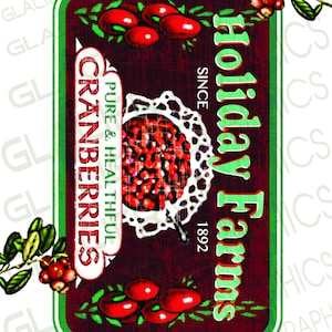 Cranberries Label Primitive Digital Download Vintage Cranberries Sign ...