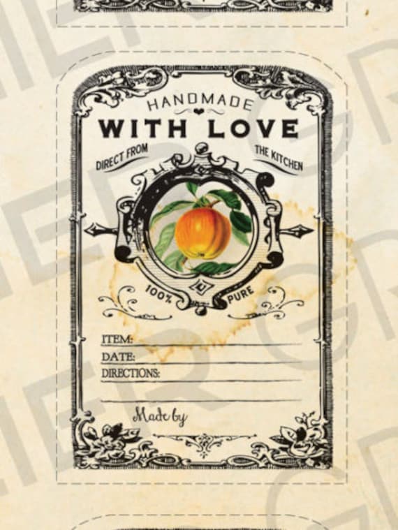 DIGITAL Apple Jam Label Apple Apothecary Gift Tags Bottle | Etsy