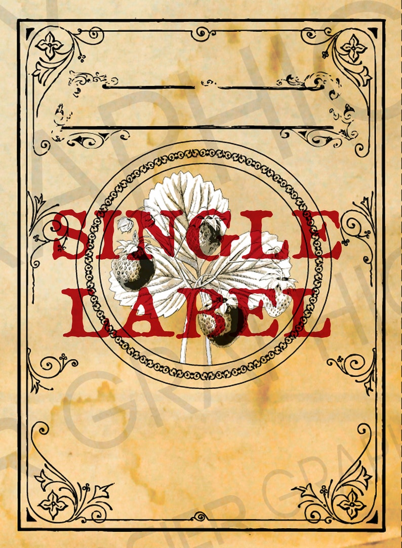 DIY Blank Strawberry Labels Aged You Edit Strawberries Canning Labels ...