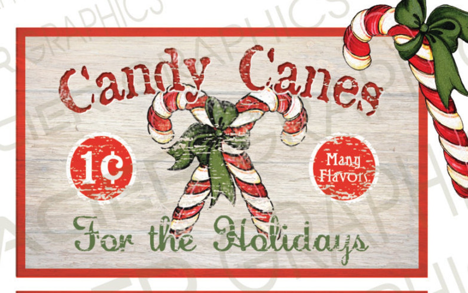 Country Christmas Candy Canes Sign Prim Label Tag Digital | Etsy