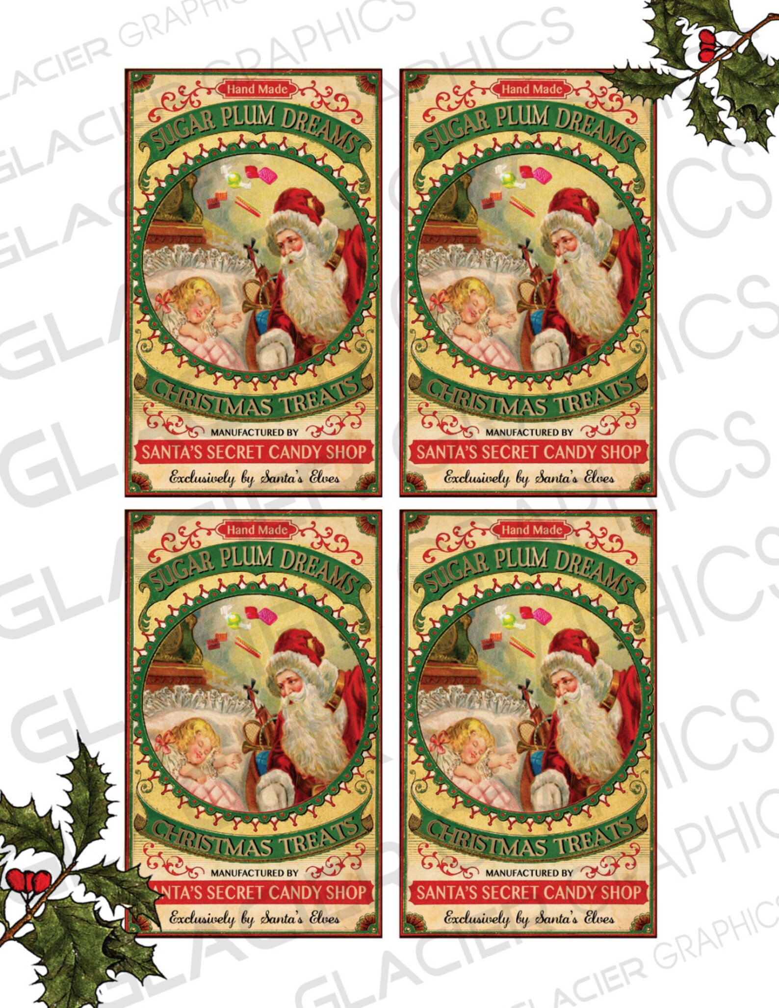 Christmas Candy Label Vintage Instant Download Sugar Plum | Etsy