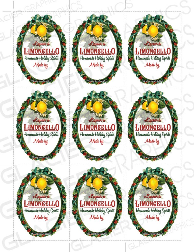 Editable Christmas Limoncello Labels Limoncello Bottle Labels YOU ADD ...