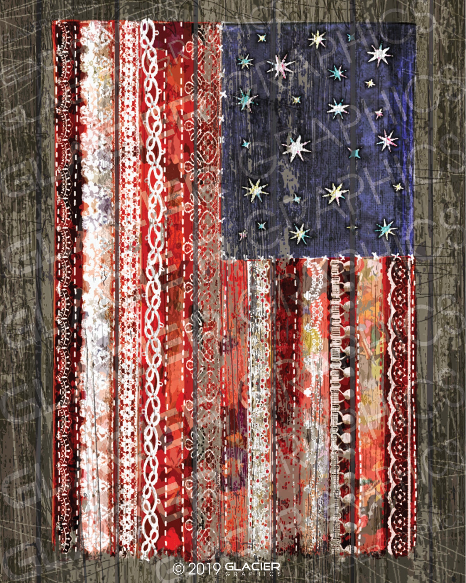 Boho Lace Flag Country Farmhouse Printable American Lace Flag - Etsy