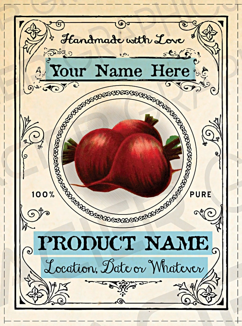DIY Beets Label Candied Beets Label Pickled Beets EDITABLE Digital ...