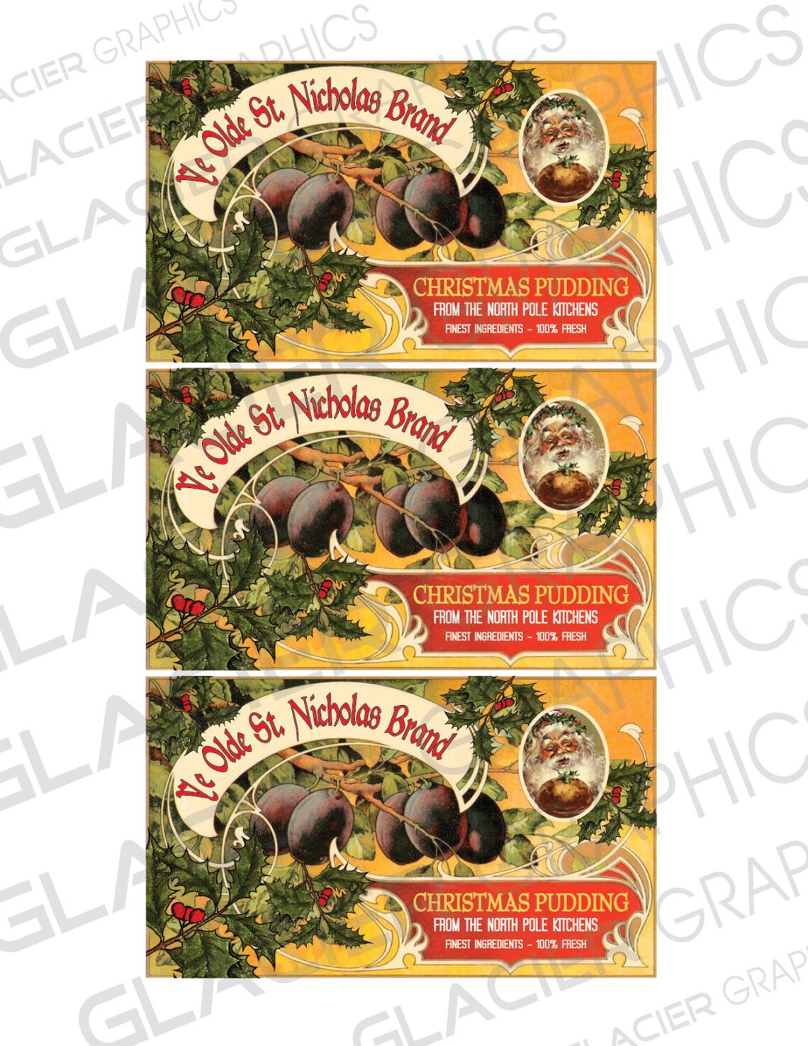 Vintage Christmas Pudding Label Plum Pudding Label Digital | Etsy