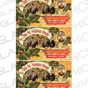 Vintage Christmas Pudding Label Plum Pudding Label Digital Download ...