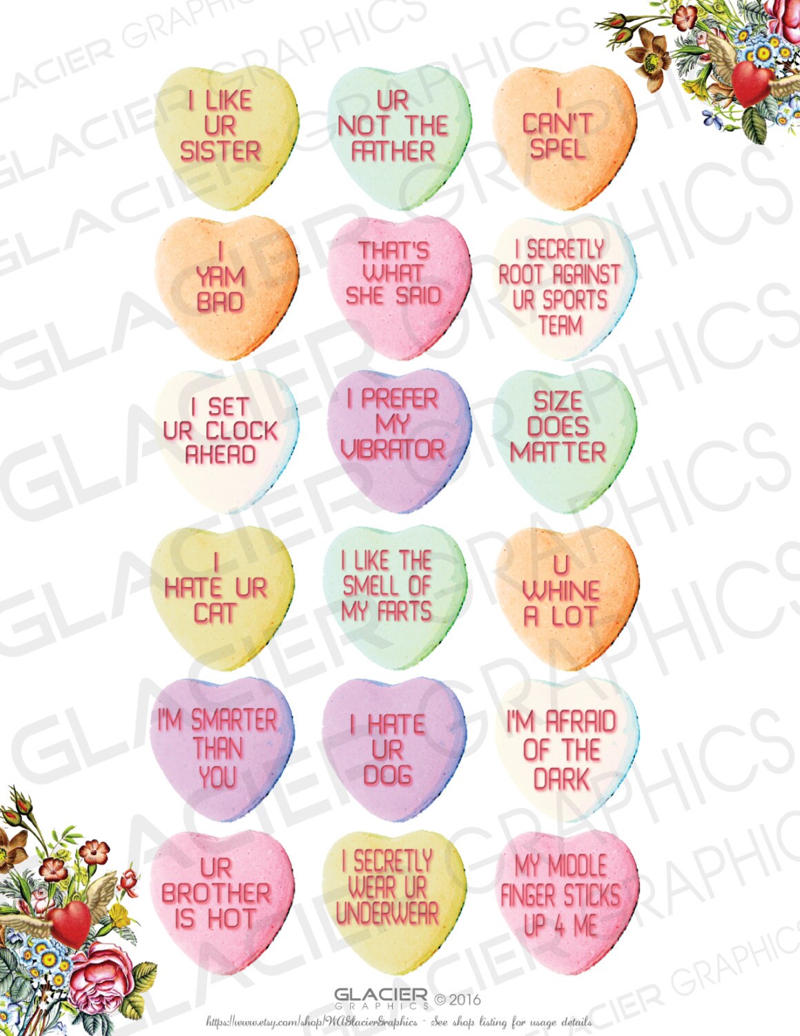 Conversation Heart Clipart Candy Heart Clipart Funny Candy Hearts ...