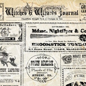 Digital Halloween Witch Newspaper Ads Halloween Newpaper Printable ...