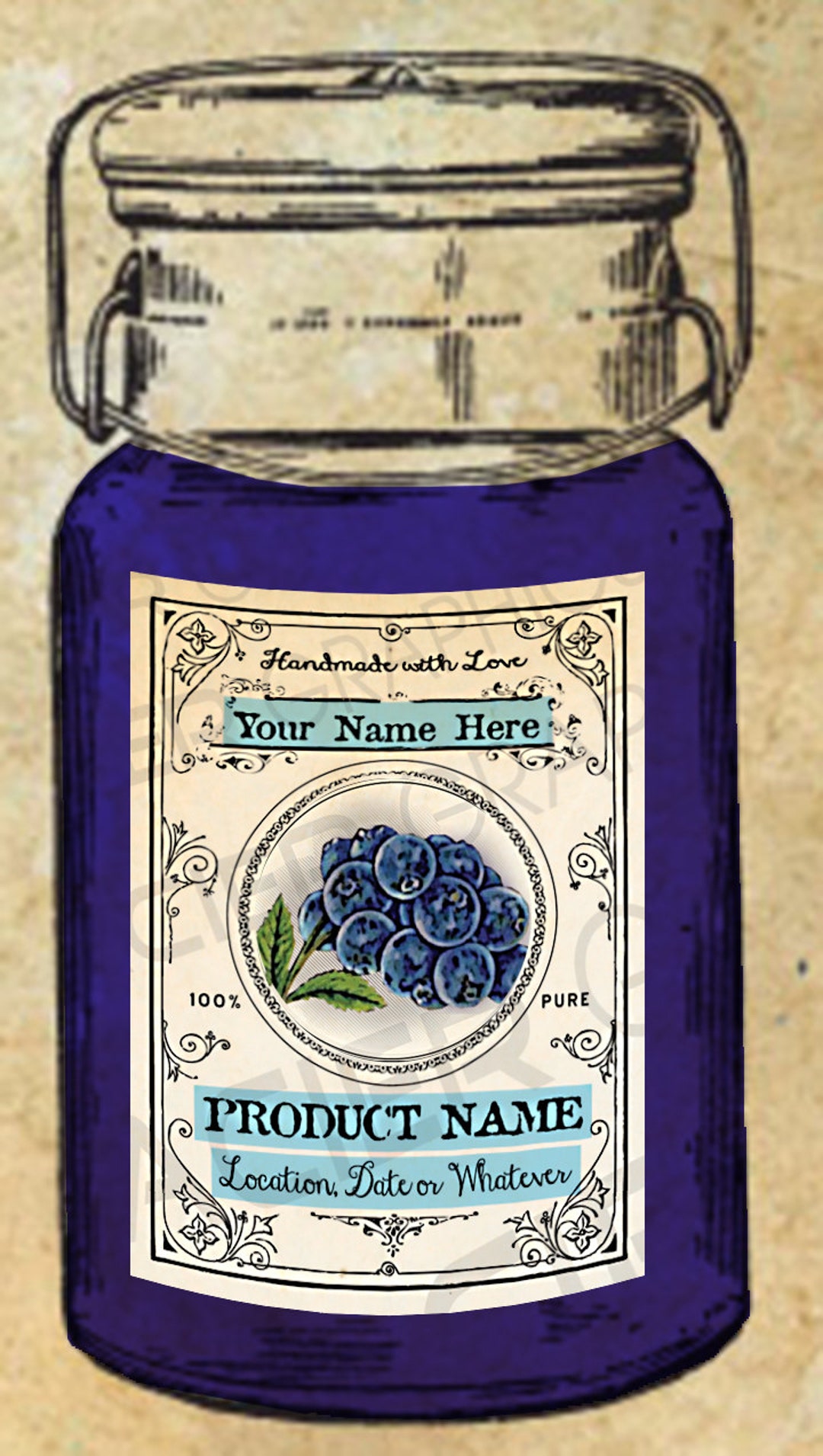 Blueberry Label Blueberries Canning Labels Download Blueberry Tags ...