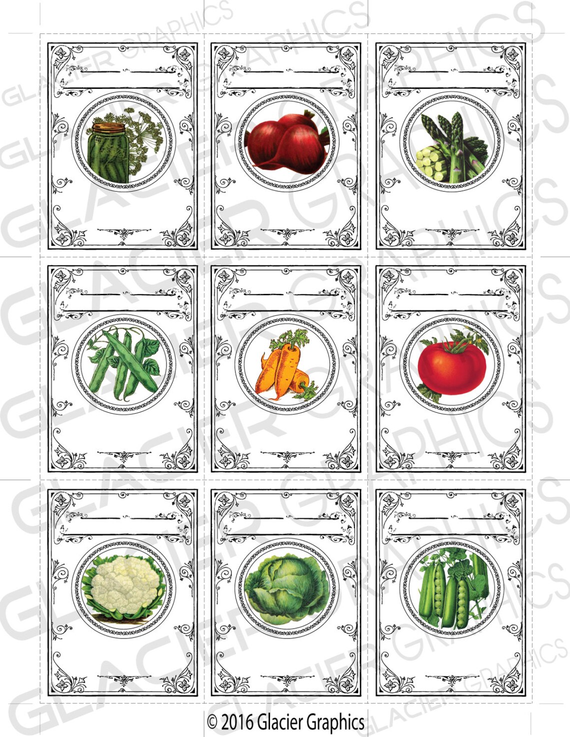 Digital Download Blank Vegetable Canning Labels Vintage Vegetable ...