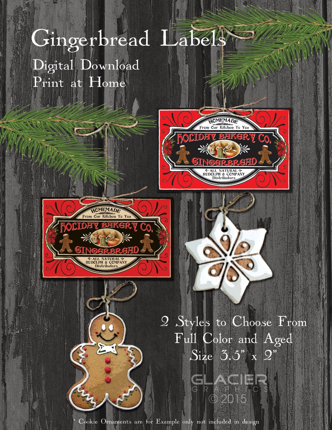 Gingerbread Christmas Label Christmas Printable Digital Download DIY ...