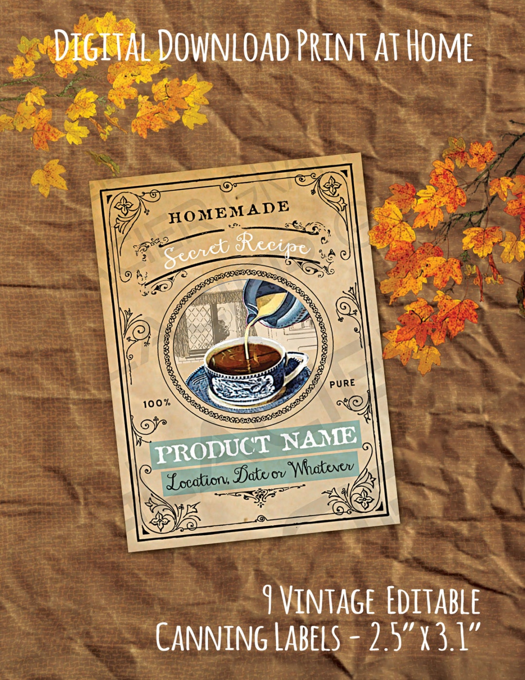 Homemade Coffee Creamer Label Editable Gift Tags Bottle Label Creamer ...