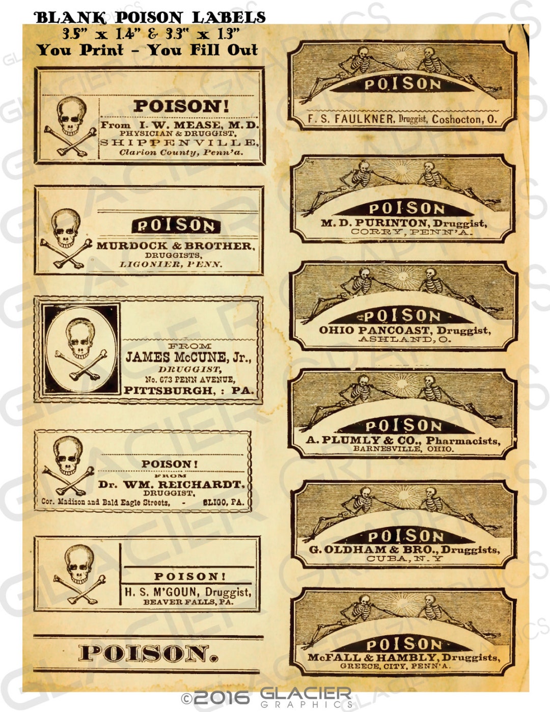 Blank Halloween Printable Poison Labels Digital Download Poison Bottle ...