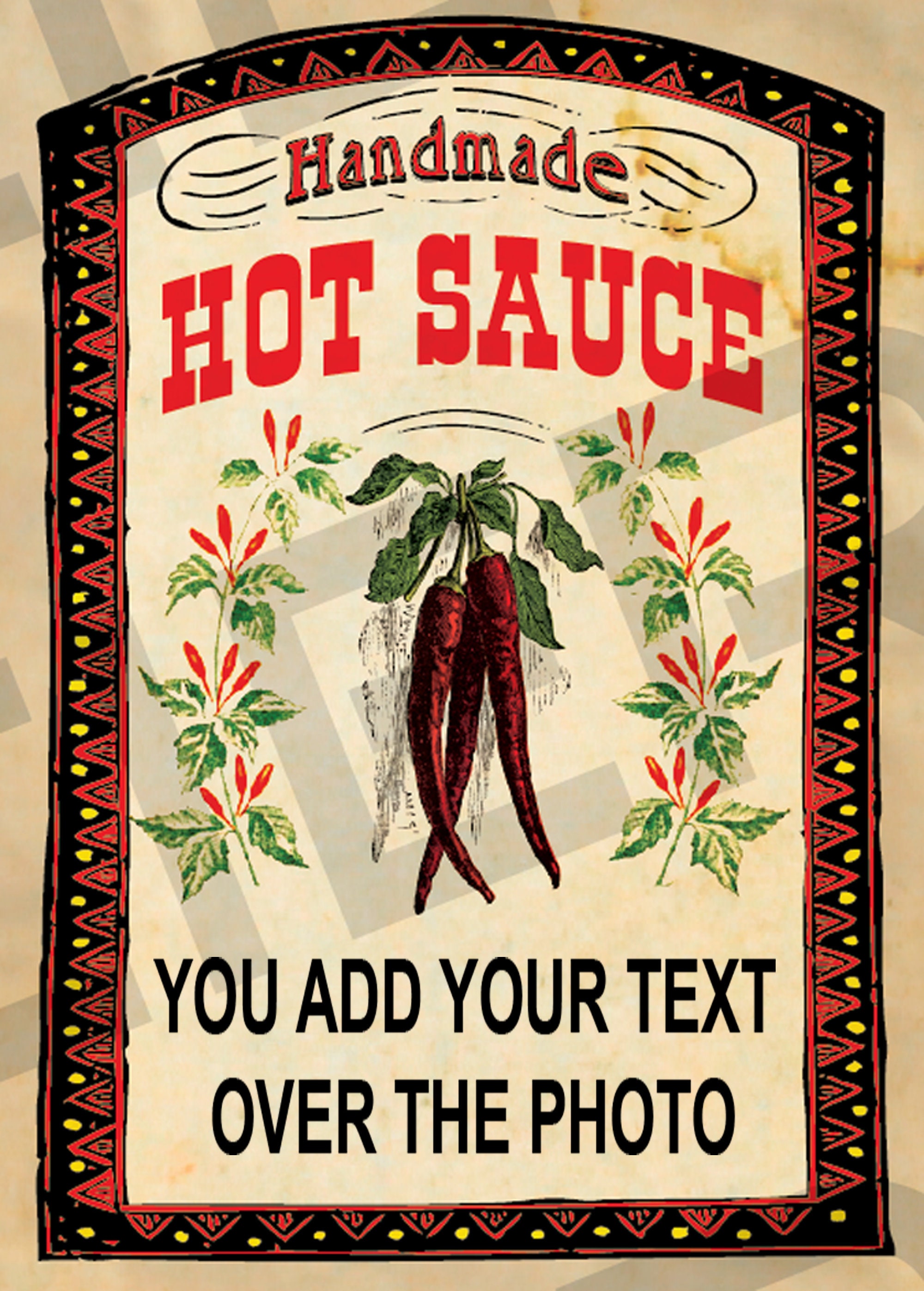 DIY Homemade Hot Sauce Label Editable Gift Tags Bottle Label Hot Sauce ...