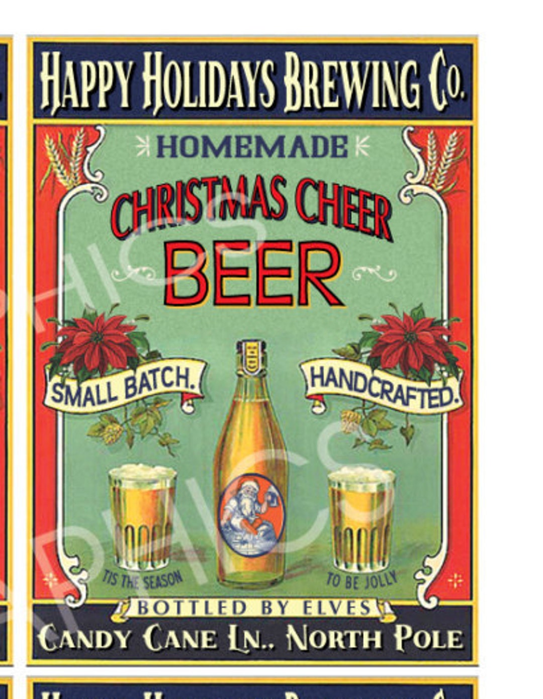 Vintage Homemade Christmas Beer Labels Digital Download Christmas ...