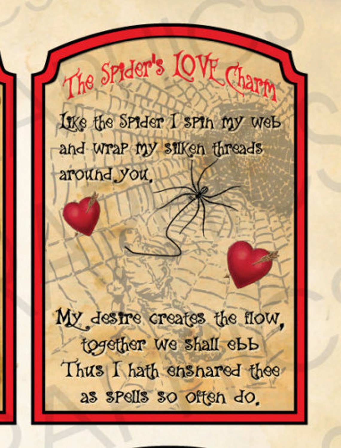 Witch Spell Cards Valentine Love Spell Card Digital Download Printable ...