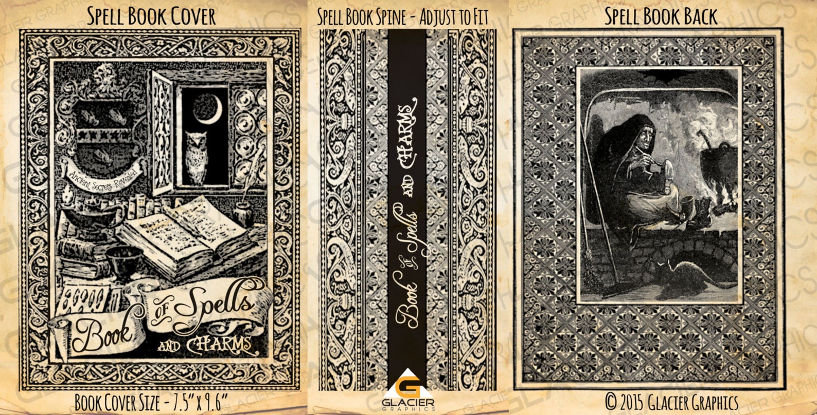 Spell Book Cover Halloween Witch Digital Download Printable | Etsy