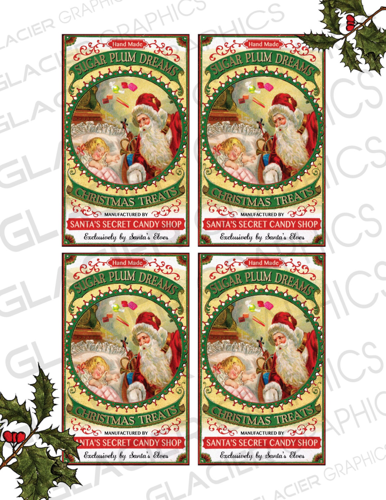 Christmas Candy Label Vintage Instant Download Sugar Plum Dreams ...