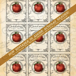 Apple Label Apple Jam Label Applesauce Canning Labels Download EDITABLE ...