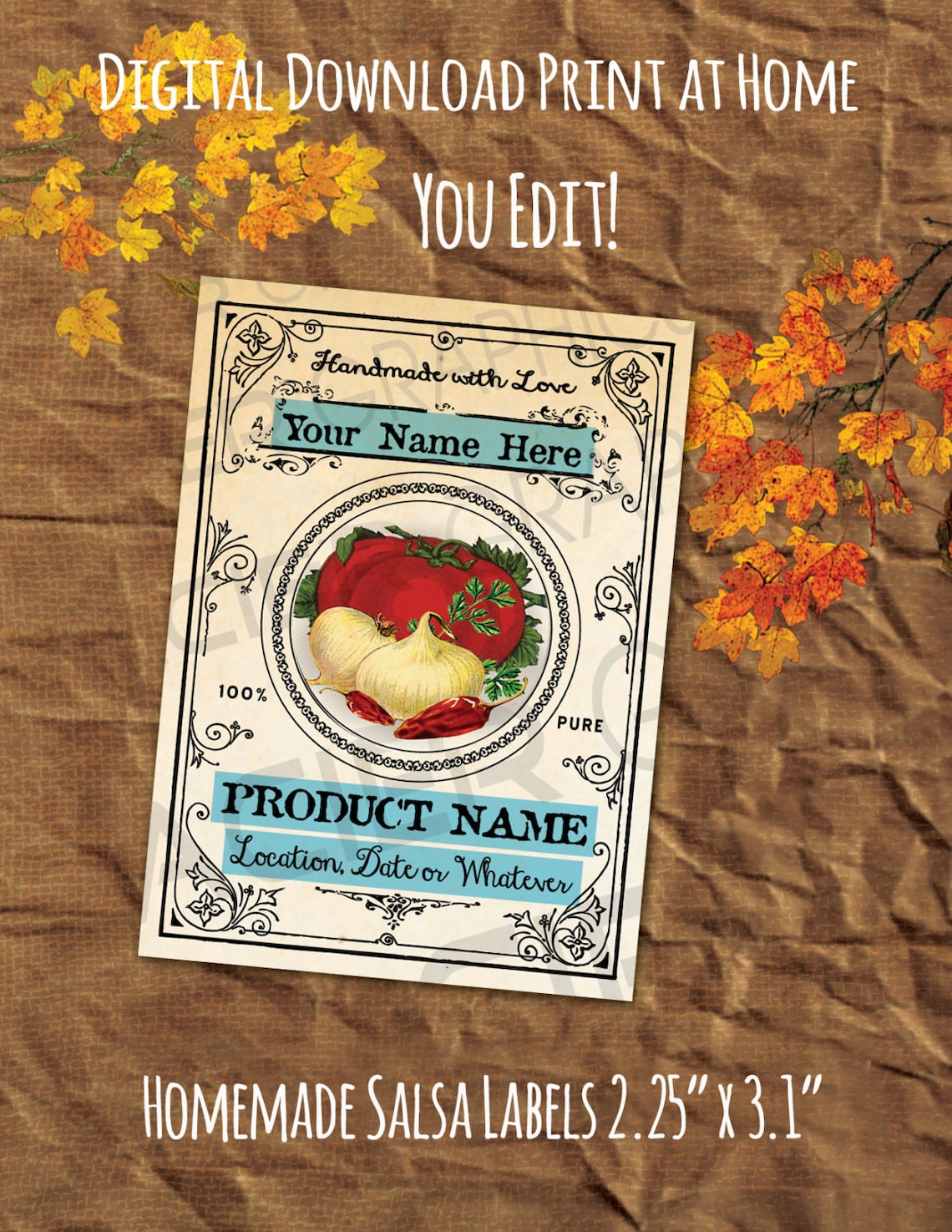 9 Homemade Salsa Labels Editable Gift Tags Salsa Labels Salsa | Etsy