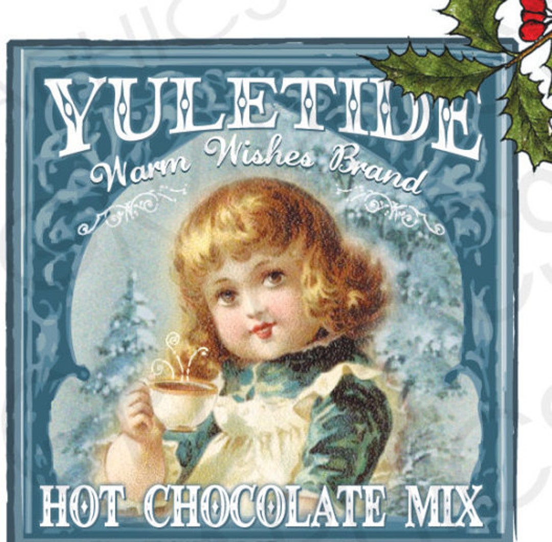 Christmas Cocoa Label Hot Chocolate Gift Tag Instant Digital Download ...