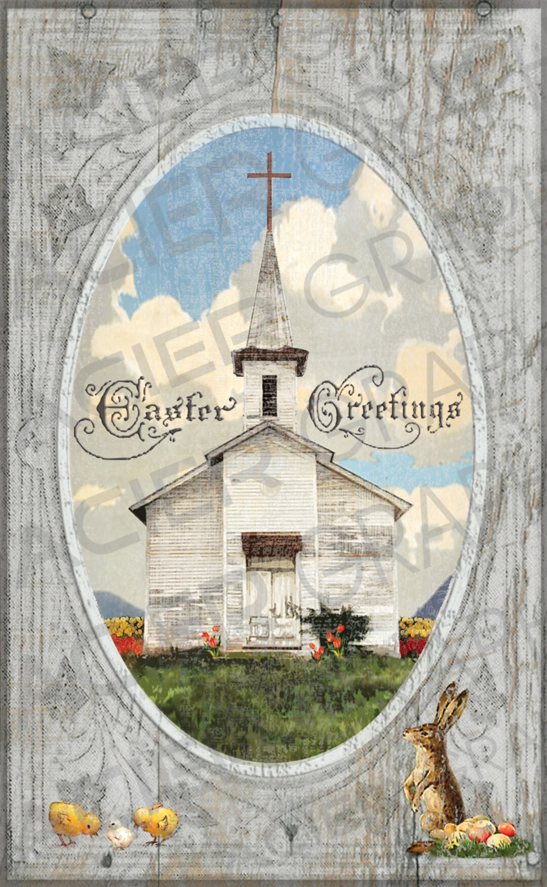 Easter Greetings Country Sign Digital Download Easter Church Printable ...