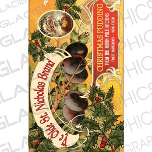 Vintage Christmas Pudding Label Plum Pudding Label Digital Download ...