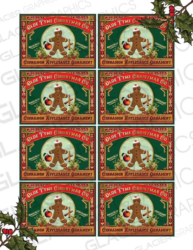 Printable Gingerbread Labels Ornament Tags Cinnamon Applesauce | Etsy