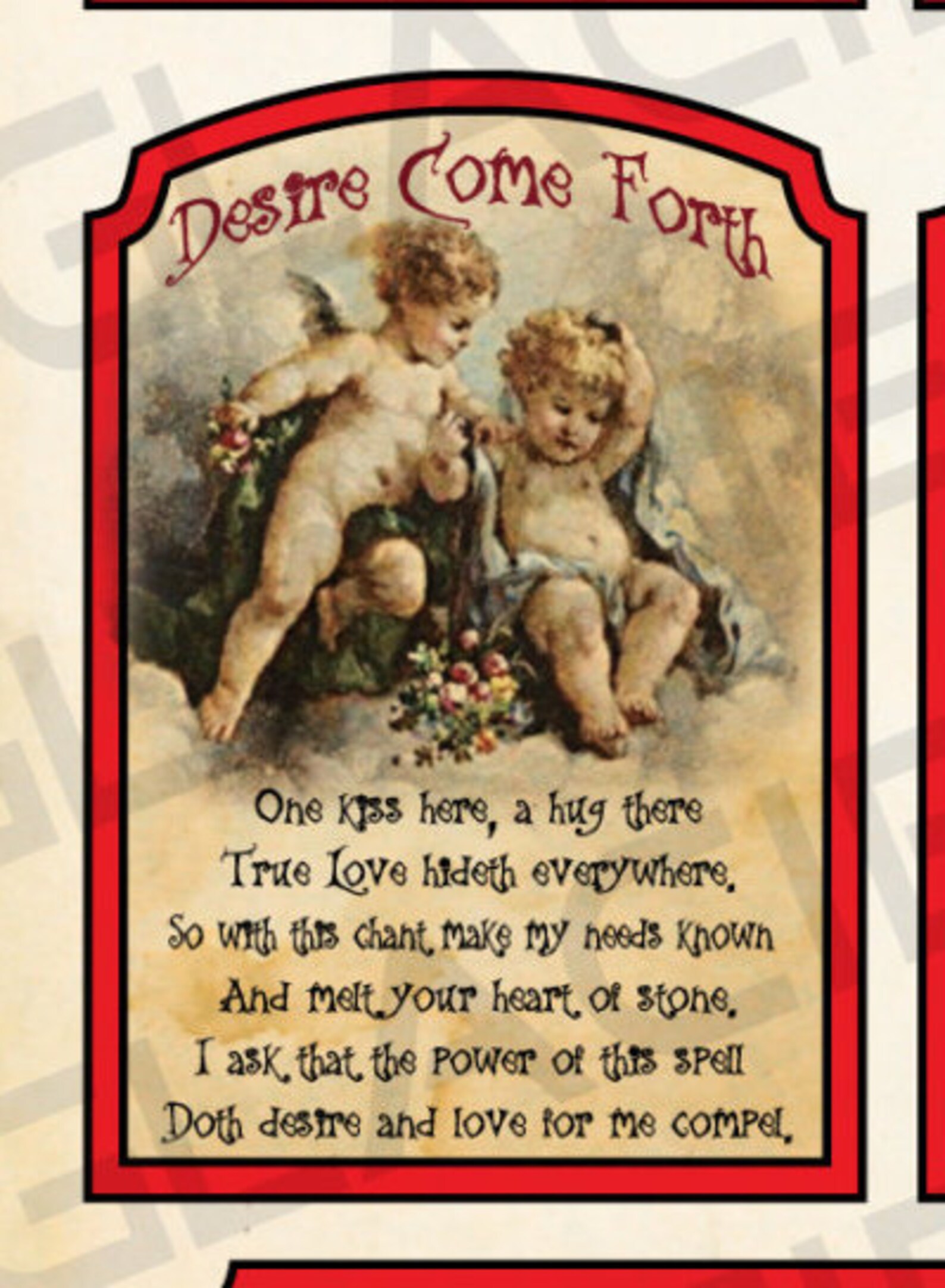 Witch Spell Cards Valentine Love Spell Card Digital Download | Etsy