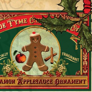 Printable Gingerbread Labels Ornament Tags Cinnamon Applesauce Digital ...