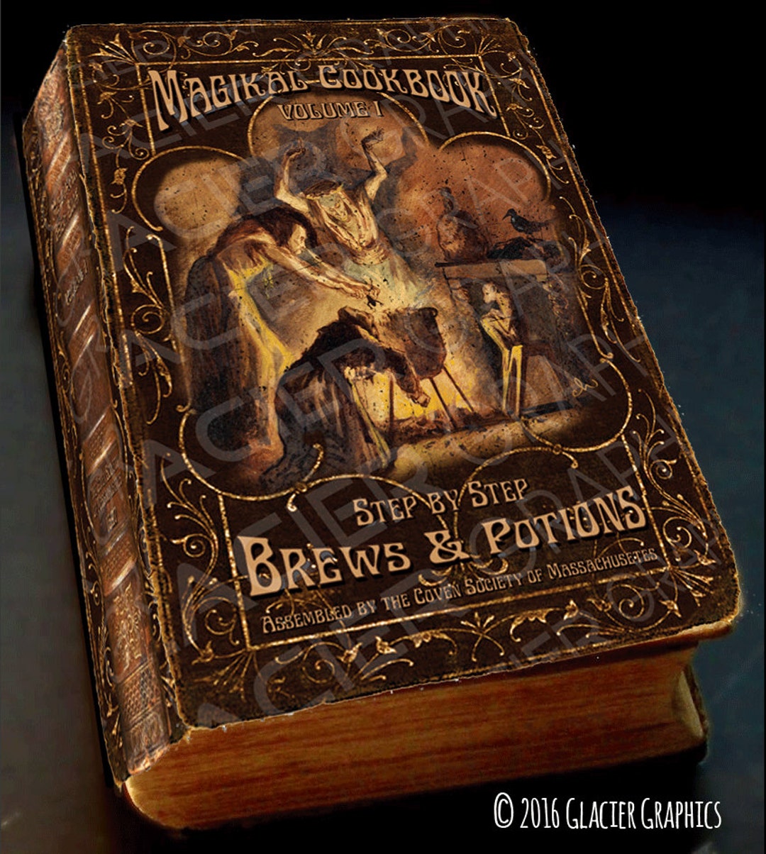 Vintage Spell Bookcover Halloween Witch Cookbook Digital Download ...