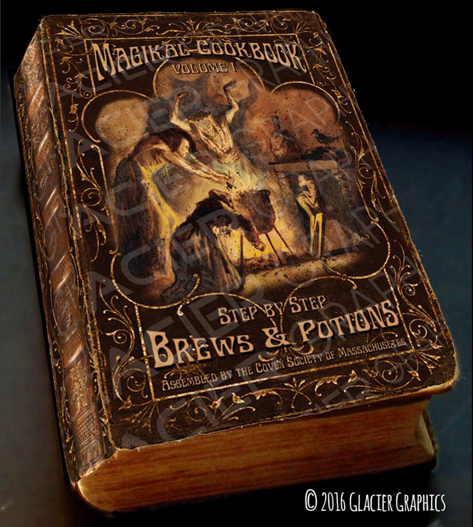 Vintage Spell Bookcover Halloween Witch Cookbook Digital - Etsy