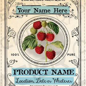 Raspberry Label Red Raspberry Jam Label Vintage Raspberry Canning Tags ...