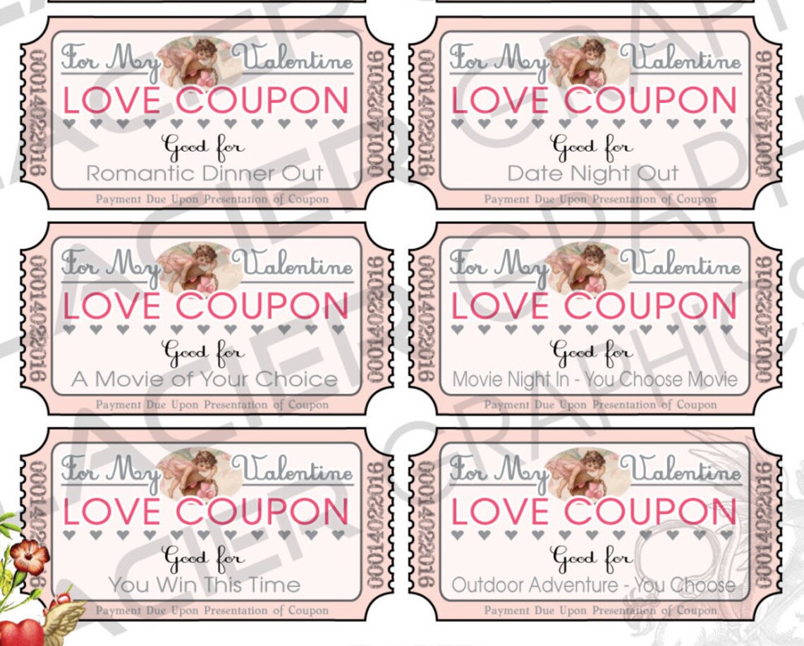 Valentine Love Coupons Last Minute Valentine Gift for Her | Etsy