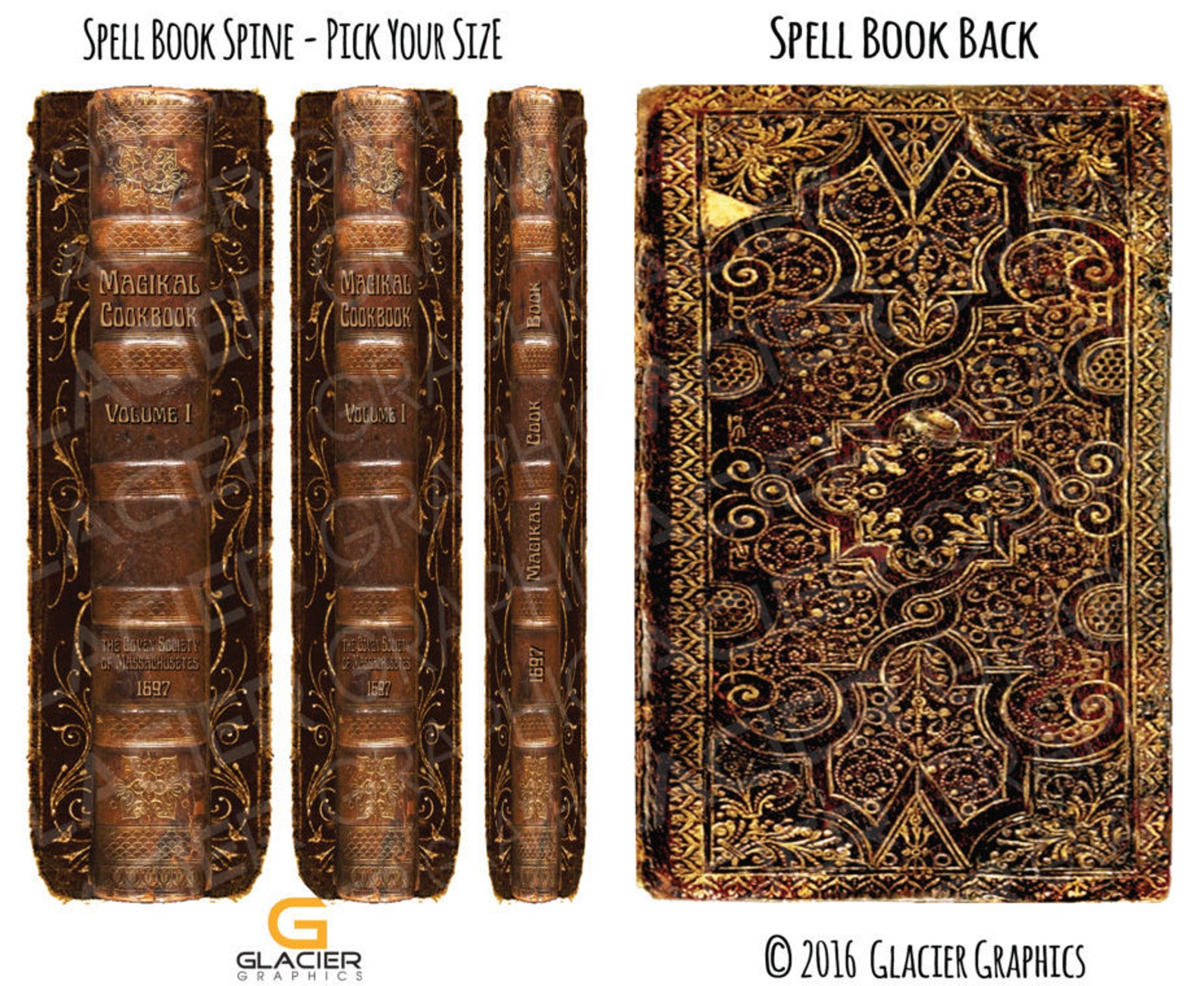 Vintage Spell Bookcover Halloween Witch Cookbook Digital Download ...