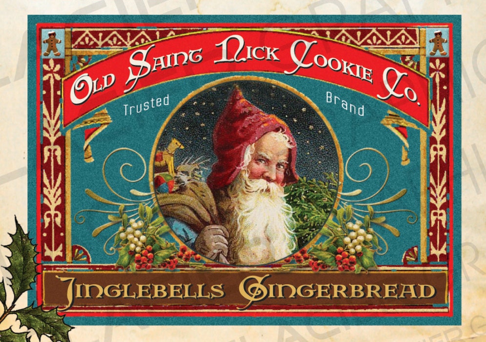 Christmas Gingerbread Cookie Labels Digital Download Christmas ...