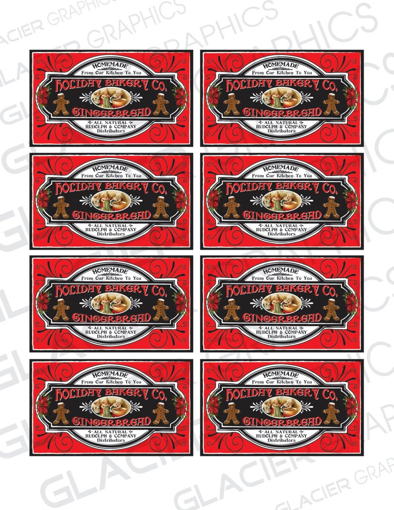 Gingerbread Christmas Label Christmas Printable Digital Download DIY ...