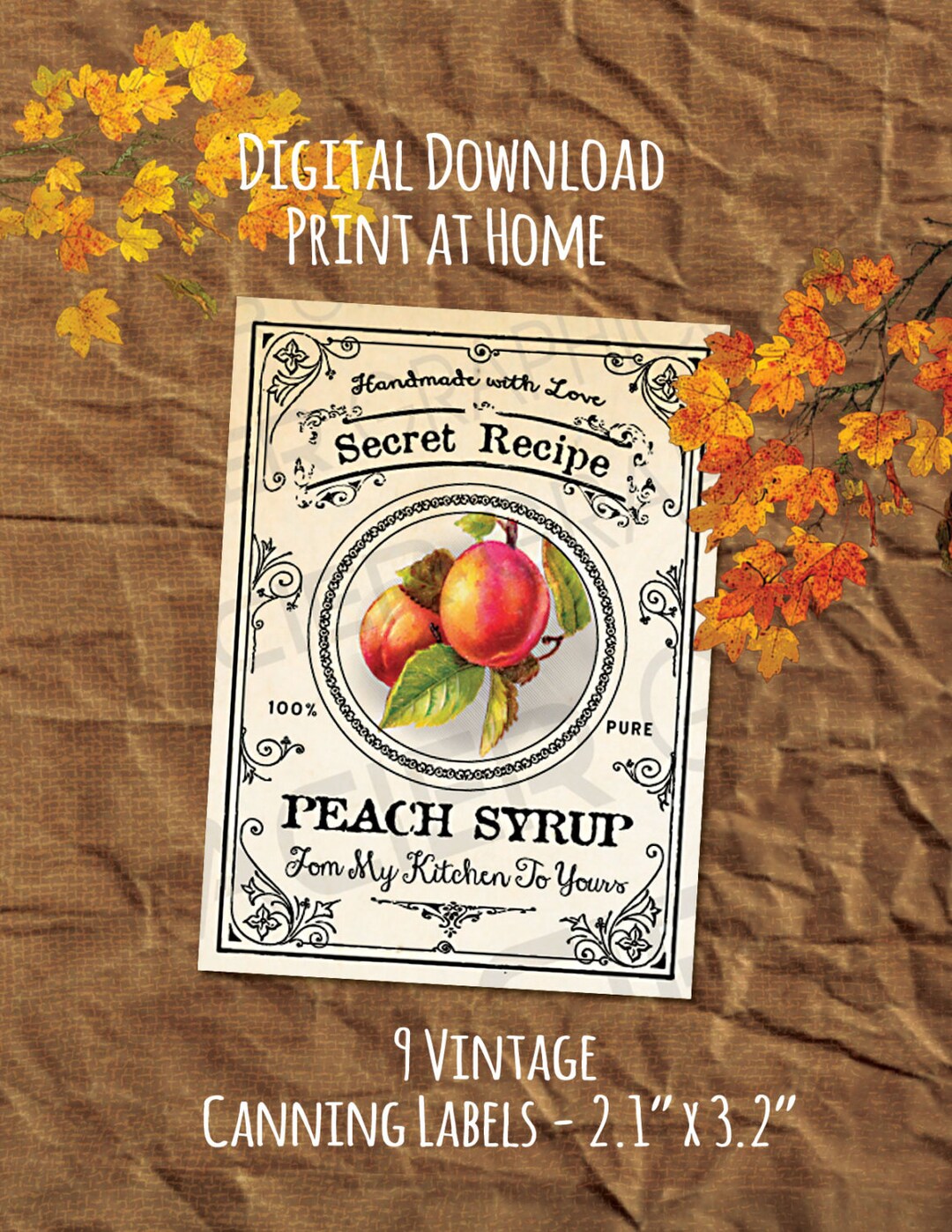 Peach Syrup Label Apothecary Gift Tags Bottle Label Peach Labels ...