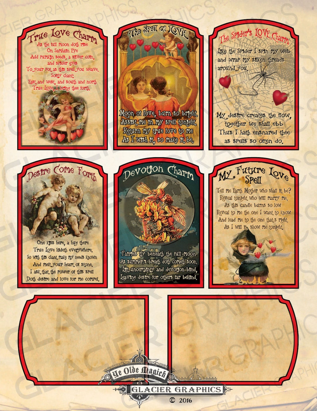 Witch Spell Cards Valentine Love Spell Card Digital Download Printable ...
