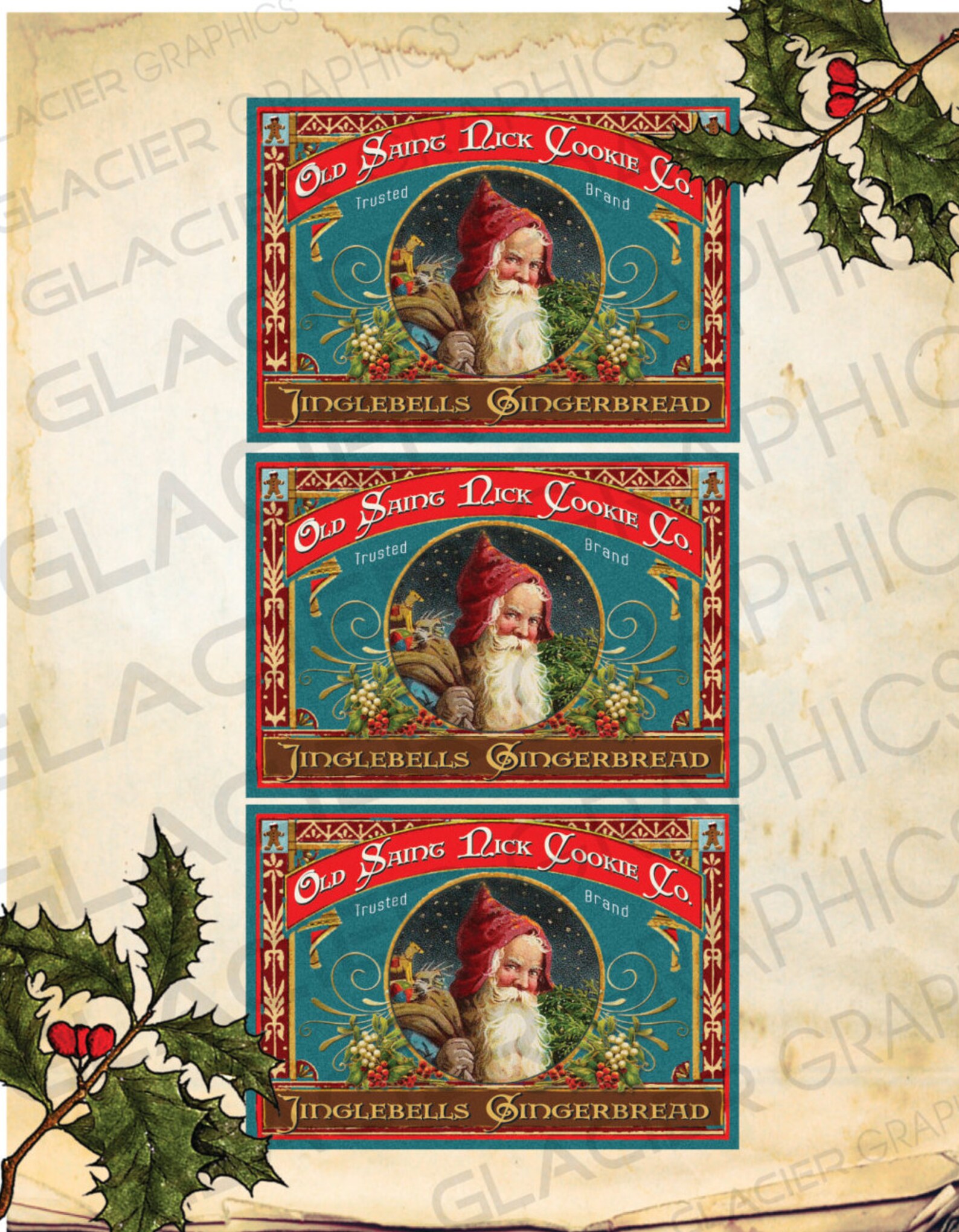 Christmas Gingerbread Cookie Labels Digital Download Christmas ...