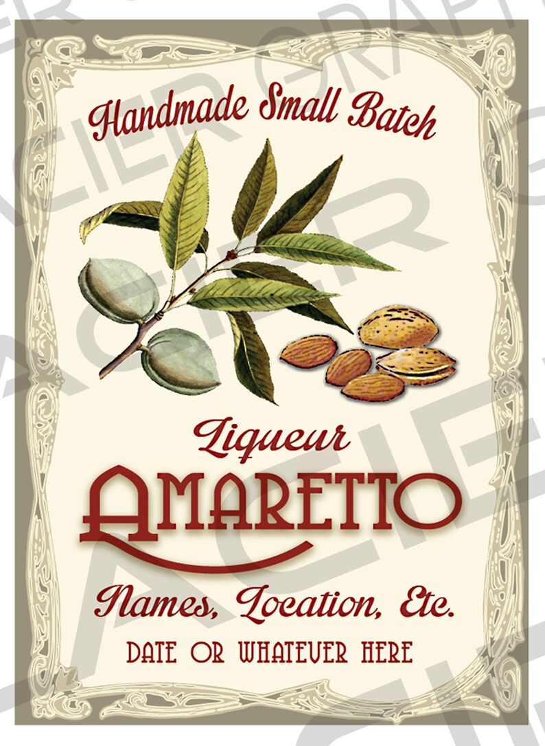 CUSTOMIZED Vintage Art Deco Style Amaretto Liqueur Labels | Etsy