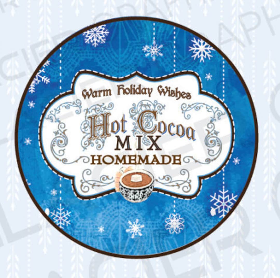 Christmas Hot Cocoa Mix Chocolate Label 2" Round Circle Digital ...