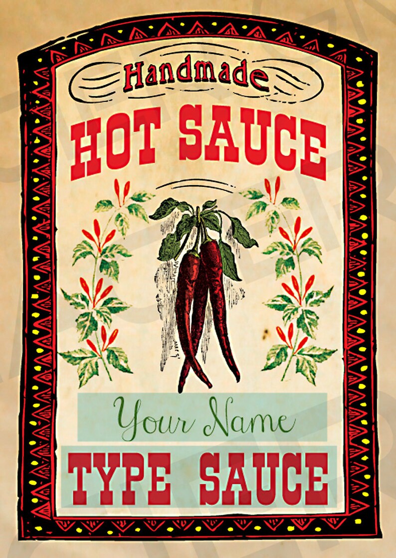 DIY Homemade Hot Sauce Label Editable Gift Tags Bottle Label Etsy