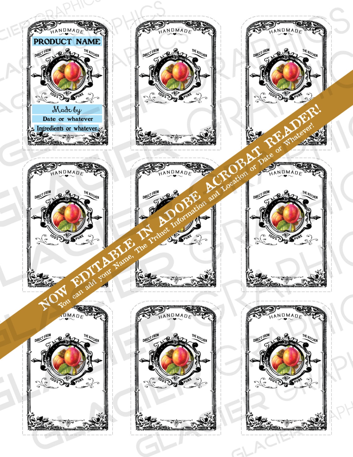 Peaches Label Peaches Jam Label Peach Canning Labels Download EDITABLE ...
