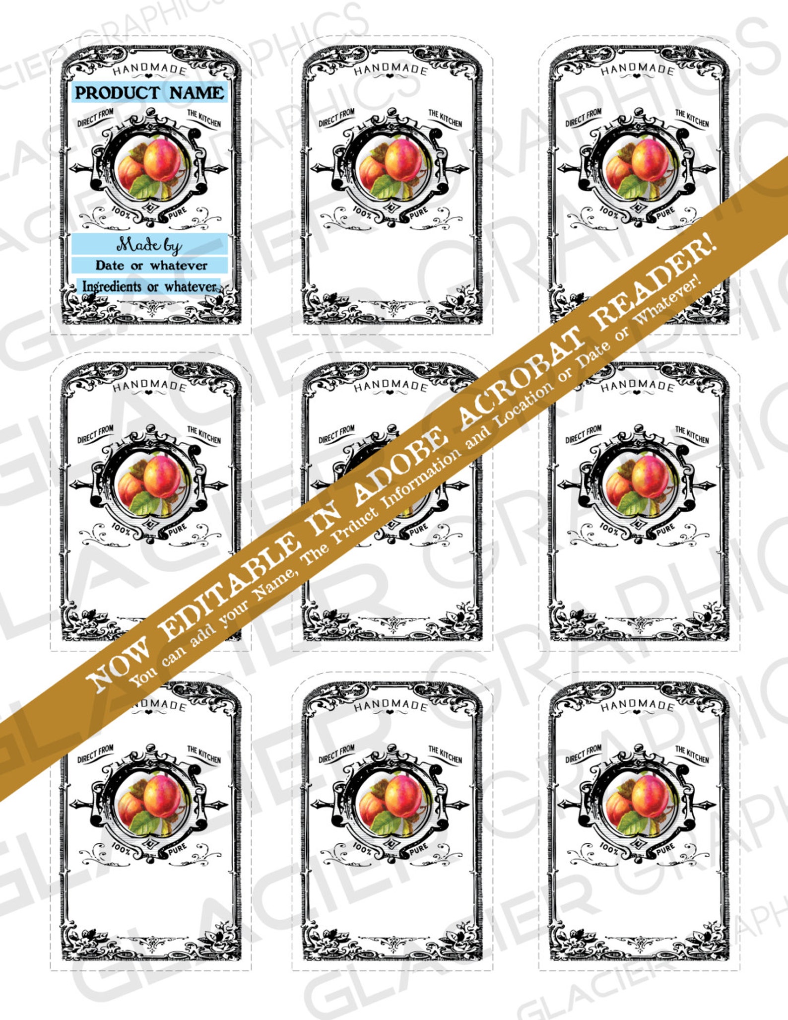 Peaches Label Peaches Jam Label Peach Canning Labels Download EDITABLE ...