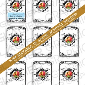 Peaches Label Peaches Jam Label Peach Canning Labels Download EDITABLE ...