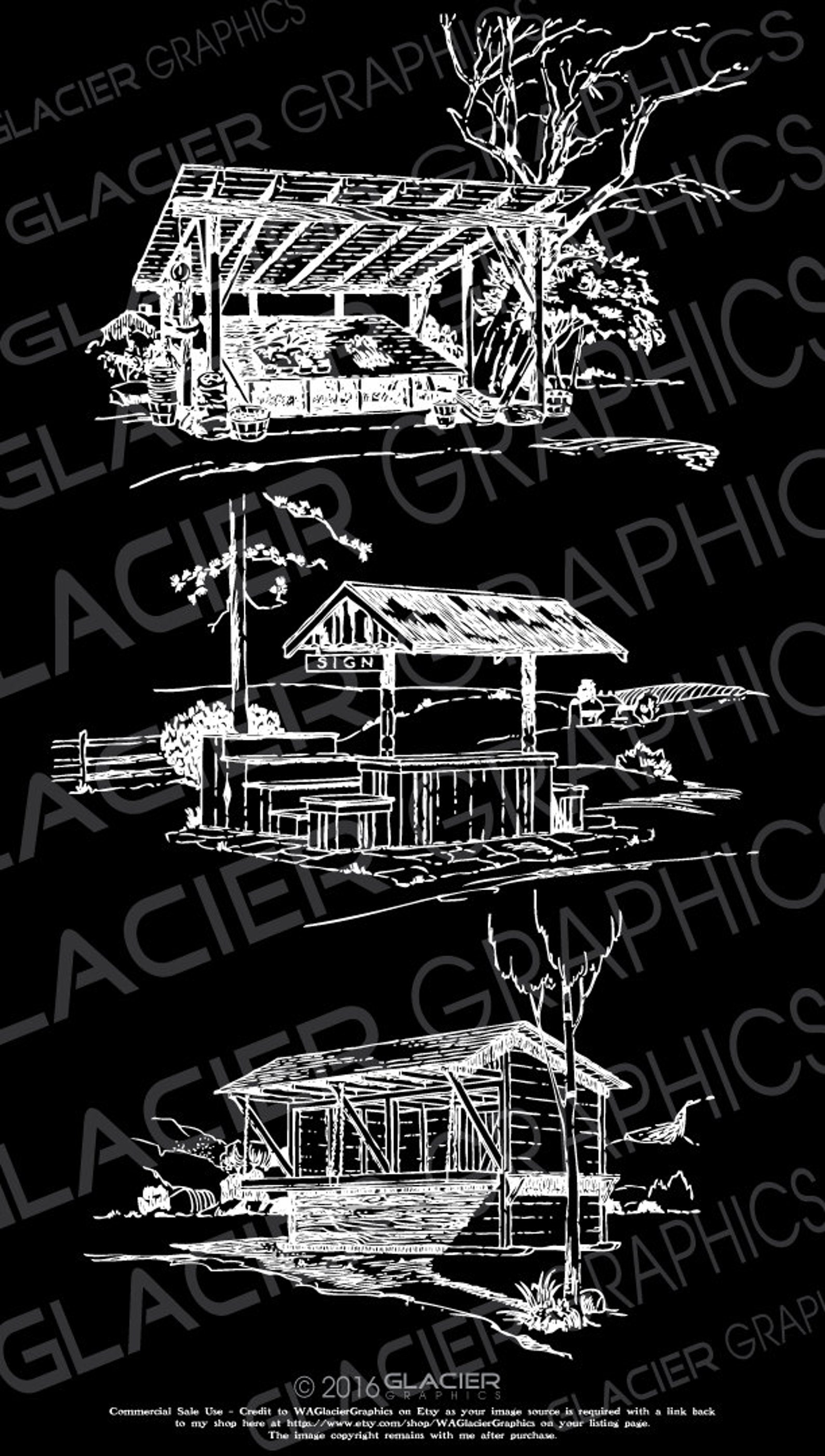 3 Farm Stand Illustrations Vintage Vegetable Stand Clipart Vector ...