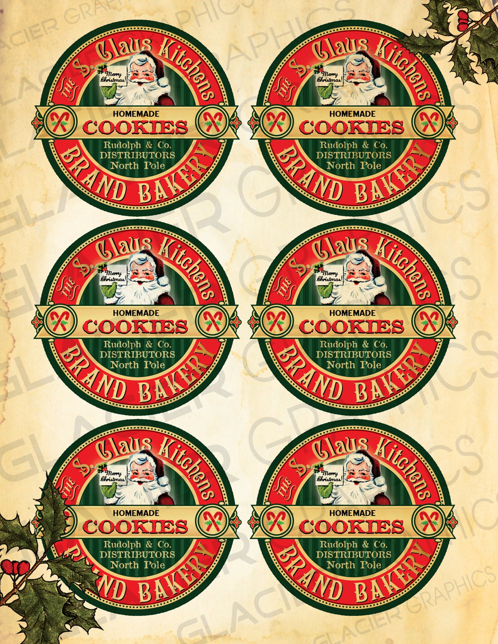 Vintage Christmas Cookies Label Christmas Printable Image Vintage Santa ...